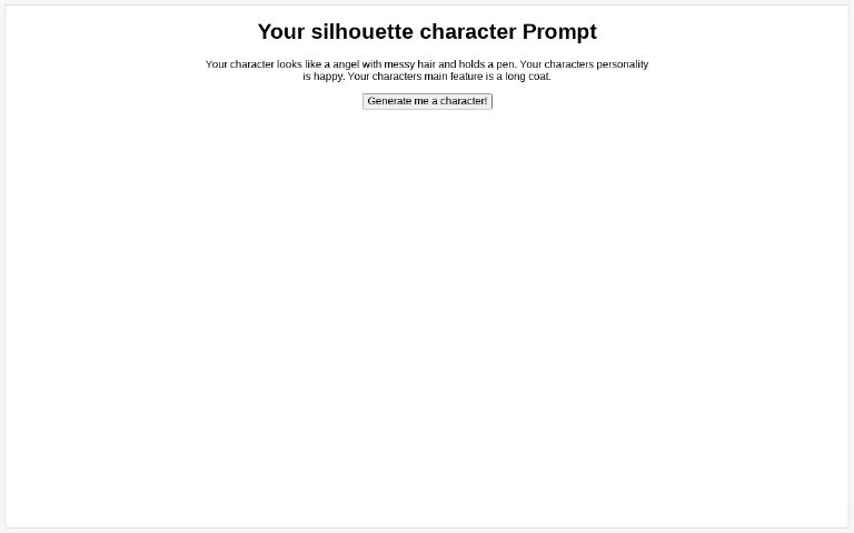 Your silhouette character Prompt ― Perchance Generator