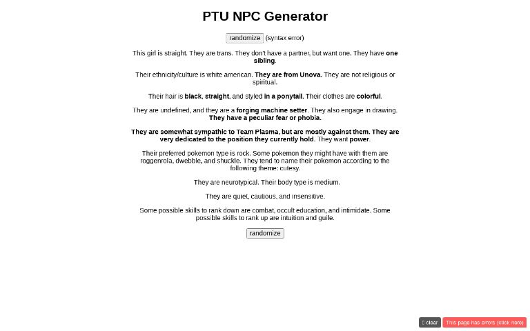 PTU NPC Generator
