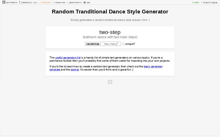 Random Tranditional Dance Style Generator