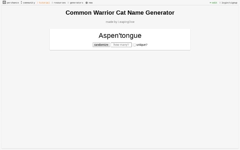 Common Warrior Cat Name Generator