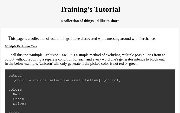 Training's Tutorial ― Perchance Generator