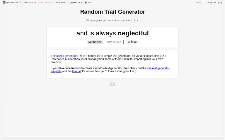 Random Trait Generator