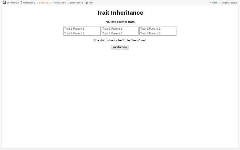 Trait Inheritance ― Perchance Generator
