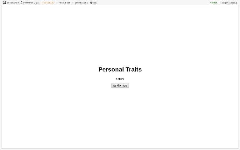 Personal Traits ― Perchance Generator