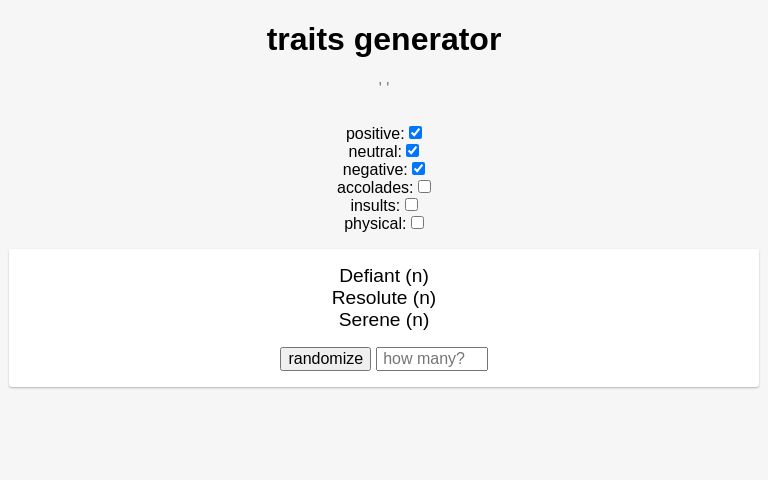 traits generator