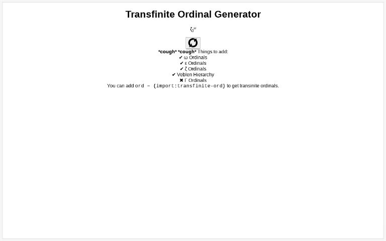 Transfinite Ordinal Generator