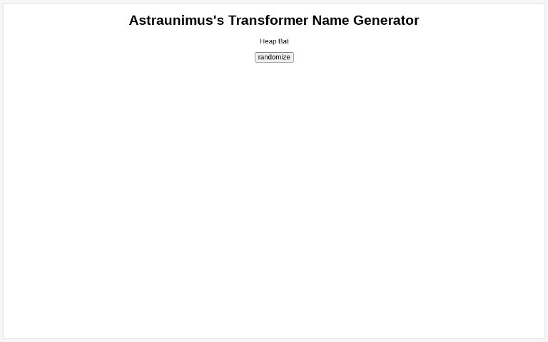 Astraunimus's Transformer Name Generator