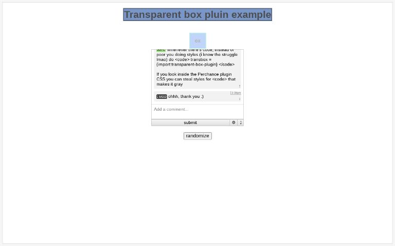 Transparent box pluin example ― Perchance Generator