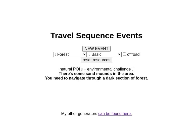 Travel Sequence Events ― Perchance Generator