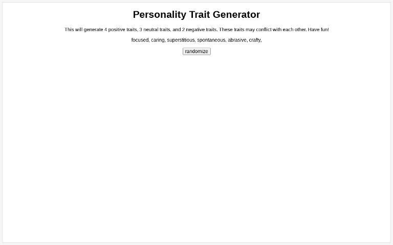 Personality Trait Generator