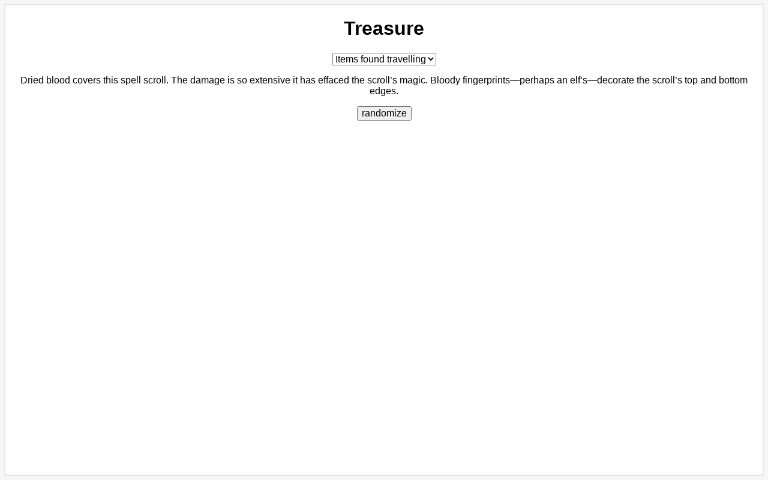 Treasure ― Perchance Generator