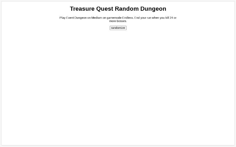 Treasure Quest Random Dungeon ― Perchance Generator