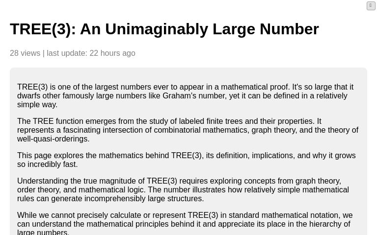 TREE(3): An Unimaginably Large Number ― Perchance Generator