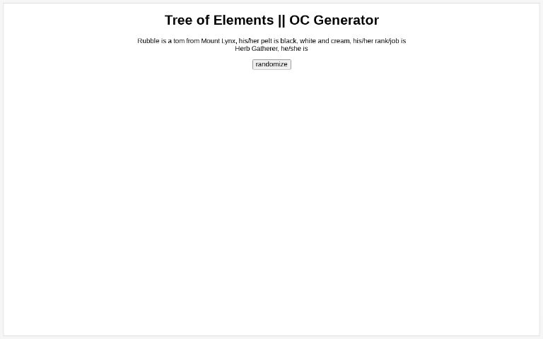 Tree of Elements || OC Generator