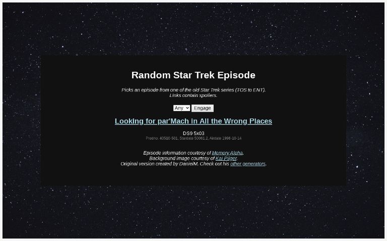Random Star Trek Episode ― Perchance Generator