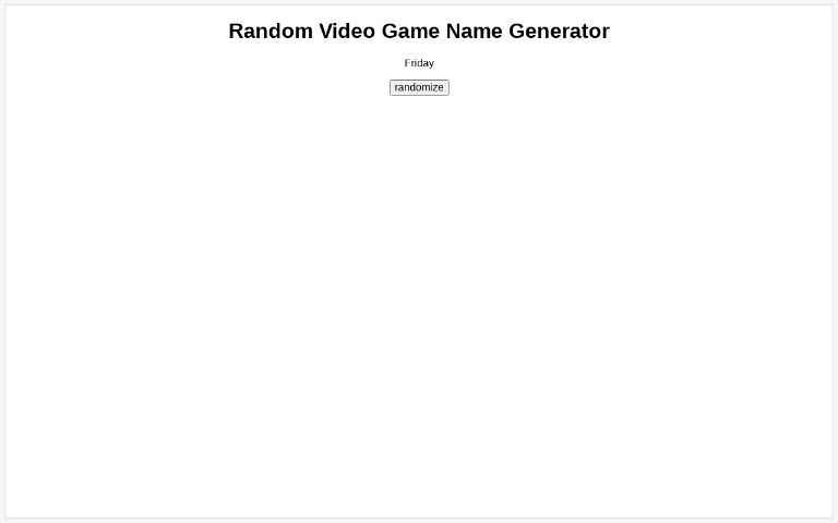Random Video Game Name Generator