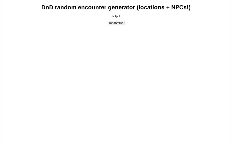 DnD random encounter generator (locations + NPCs!)