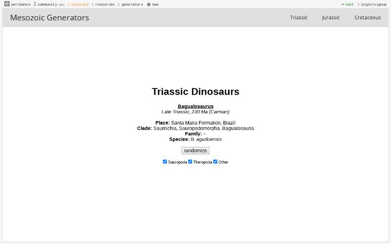 Triassic Dinosaurs ― Perchance Generator