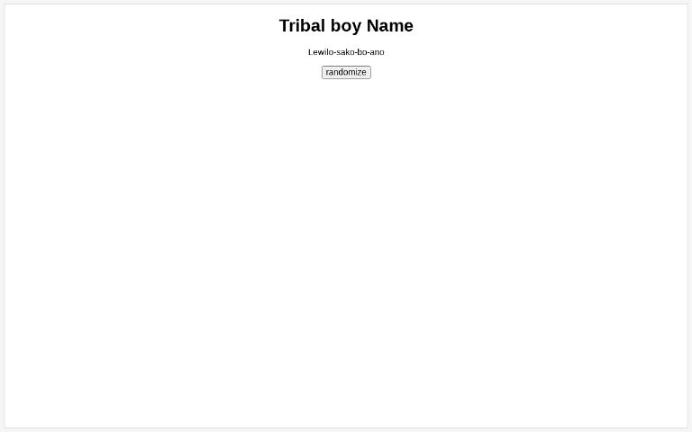 Tribal boy Name ― Perchance Generator