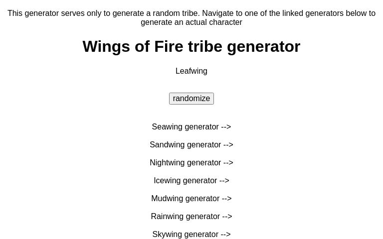 Wings of Fire tribe generator