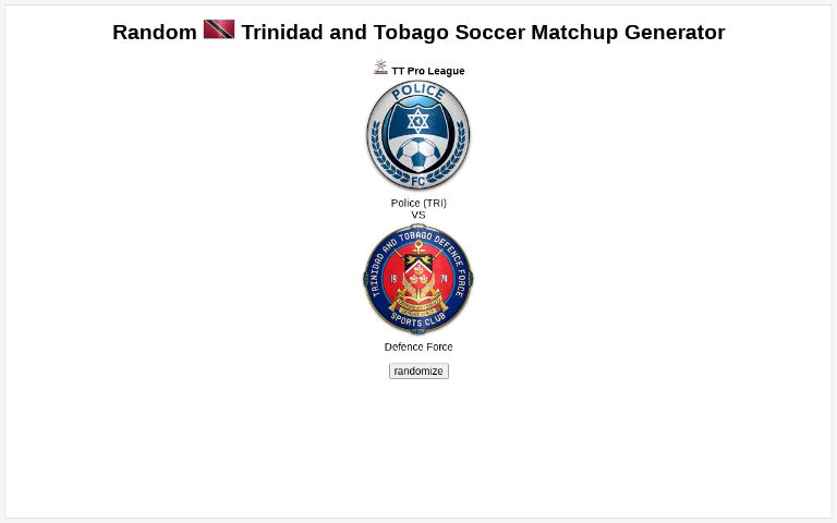 Random Trinidad and Tobago Soccer Matchup Generator
