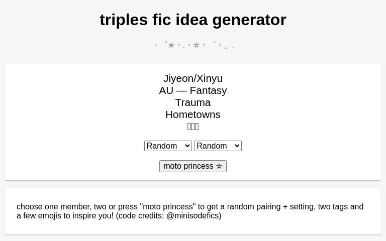 triples fic idea generator