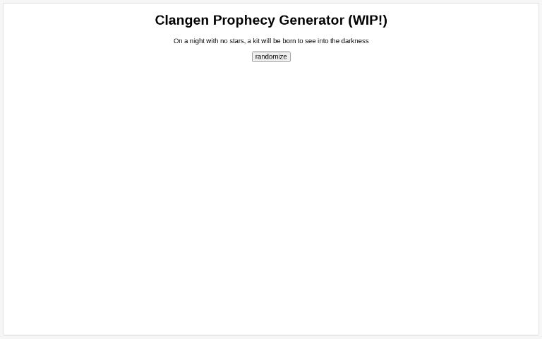 Clangen Prophecy Generator (WIP!)