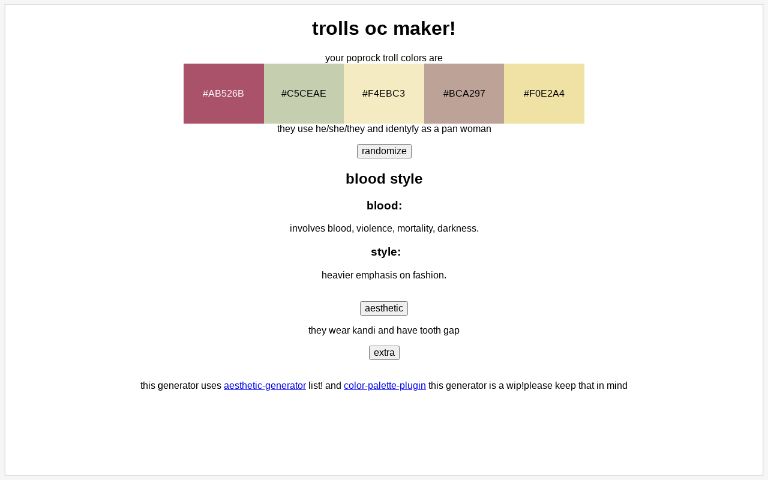 trolls oc maker! ― Perchance Generator