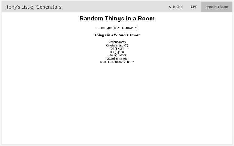 Random Things in a Room ― Perchance Generator