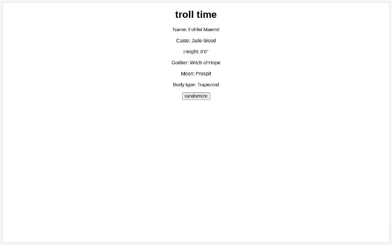 troll time ― Perchance Generator
