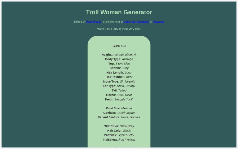 Troll Woman Generator