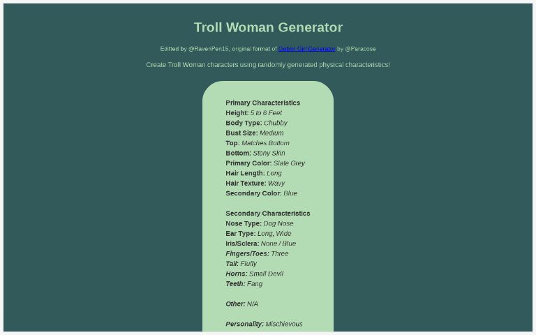 Troll Woman Generator