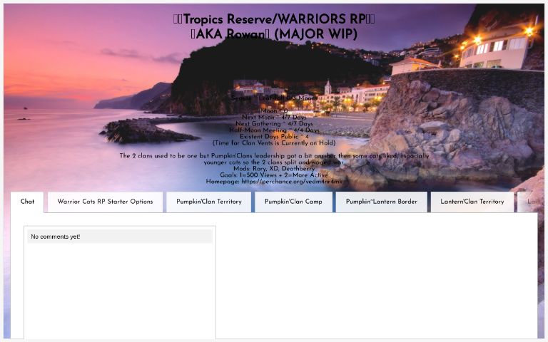 🌴🌊Tropics Reserve/WARRIORS RP🌊🌴 🤍AKA Rowan🤍 (MAJOR WIP) ― Perchance Generator