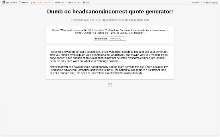 Dumb oc headcanon/incorrect quote generator!