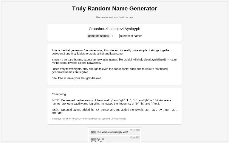 Truly Random Name Generator