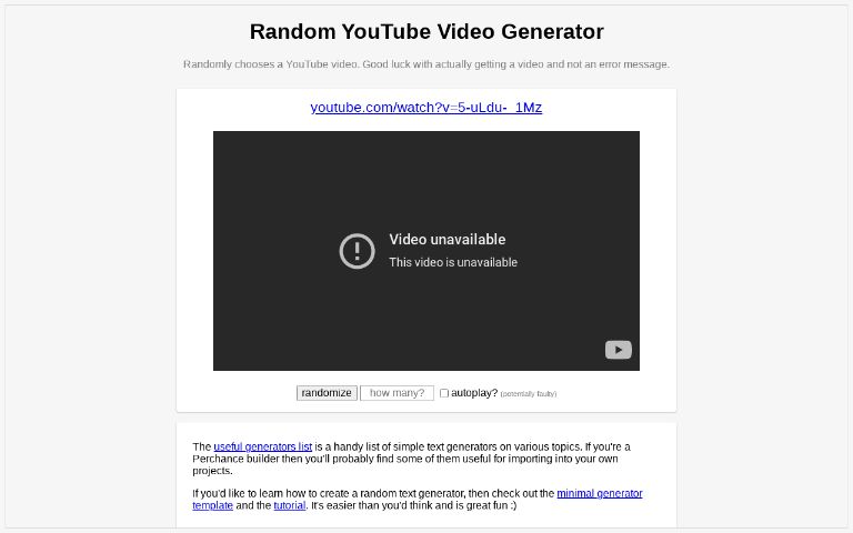 Random YouTube Video Generator
