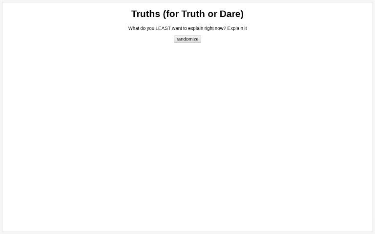 Truths (for Truth or Dare) ― Perchance Generator