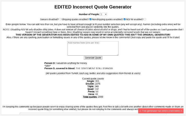 EDITED Incorrect Quote Generator