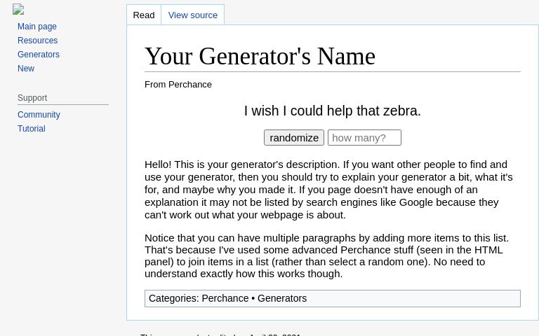 Wikipedia Template ― Perchance Generator
