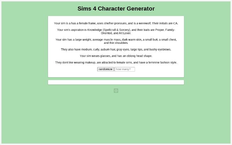 Sims 4 Character Generator