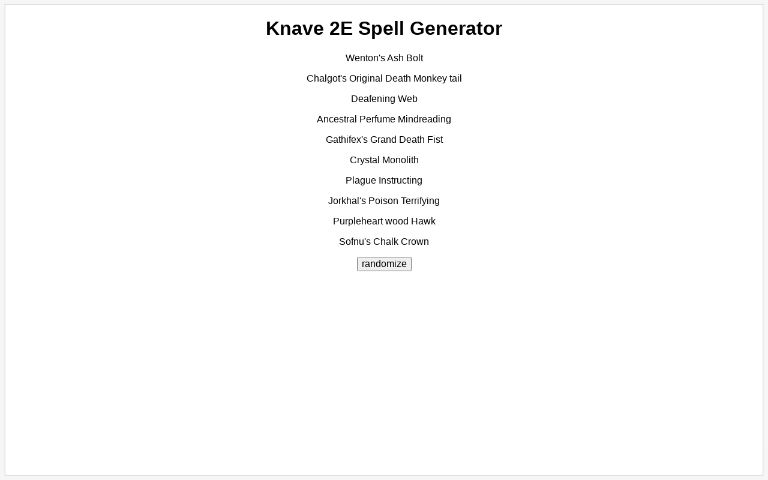 Knave 2E Spell Generator