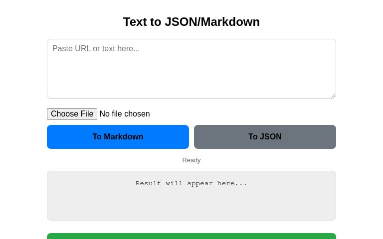 Text to JSON/Markdown ― Perchance Generator