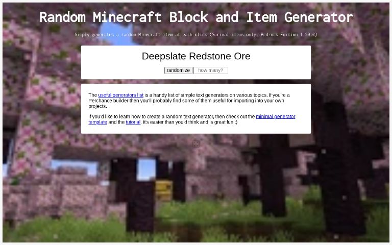 Random Minecraft Block and Item Generator