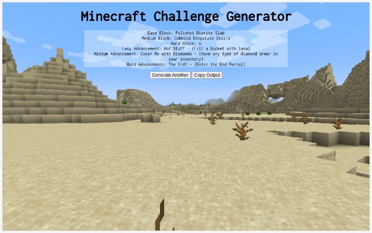 Minecraft Challenge Generator