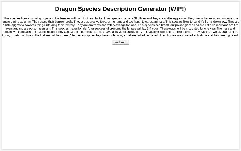 Dragon Species Description Generator (WIP!)