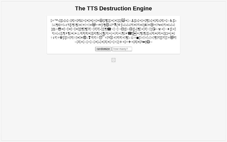 The TTS Destruction Engine ― Perchance Generator