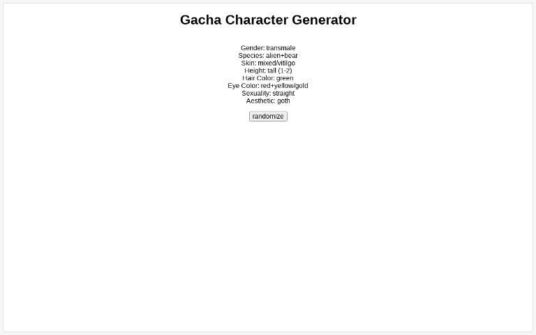 Gacha Character Generator