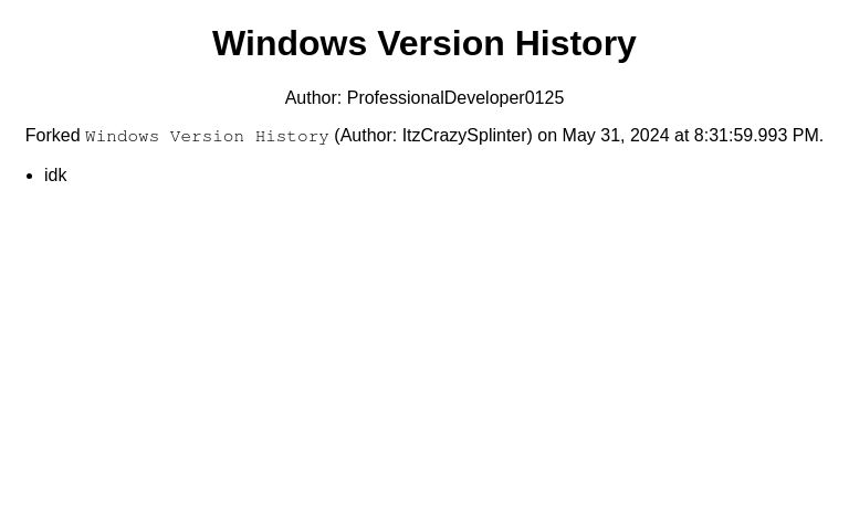 Windows Version History ― Perchance Generator
