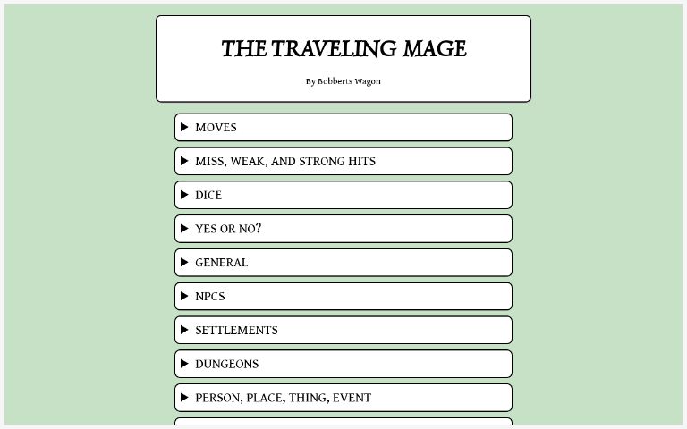 The Traveling Mage ― Perchance Generator