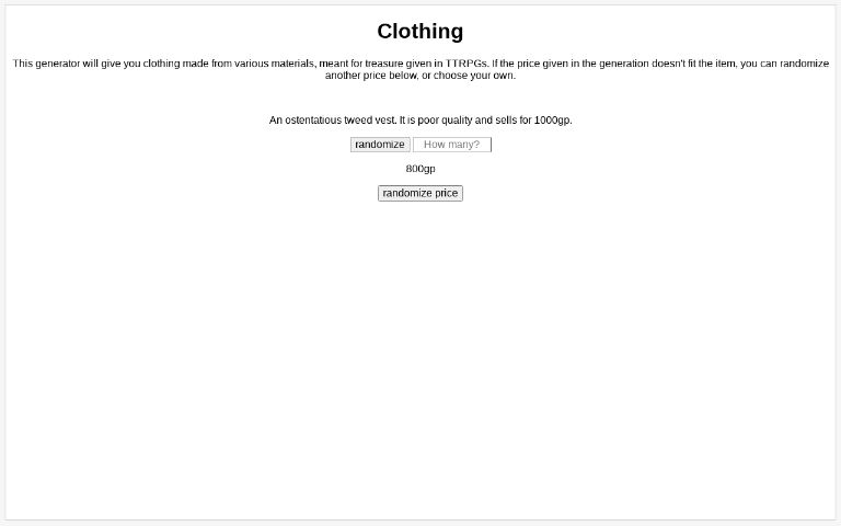 Clothing ― Perchance Generator